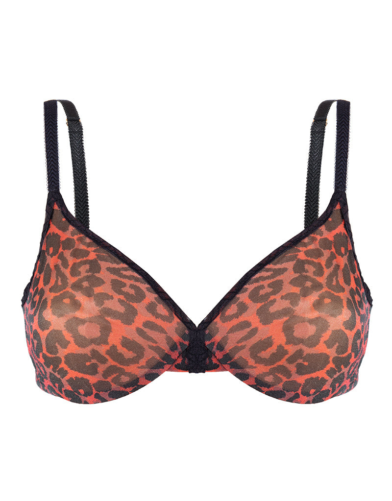 Gossard Glossies Leopard Sheer Bra Black/Red – Brastop US